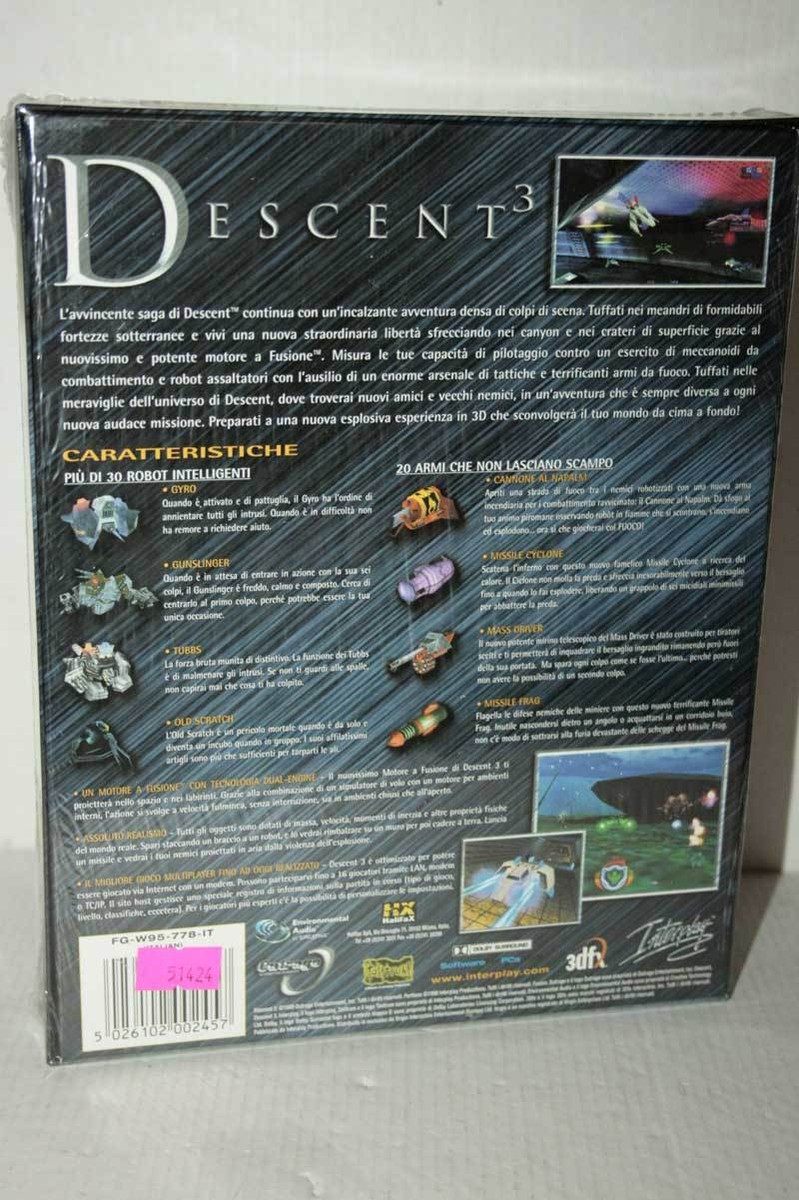 New Old Stock Sealed Vintage Big Box Descent 3 Pc Windows