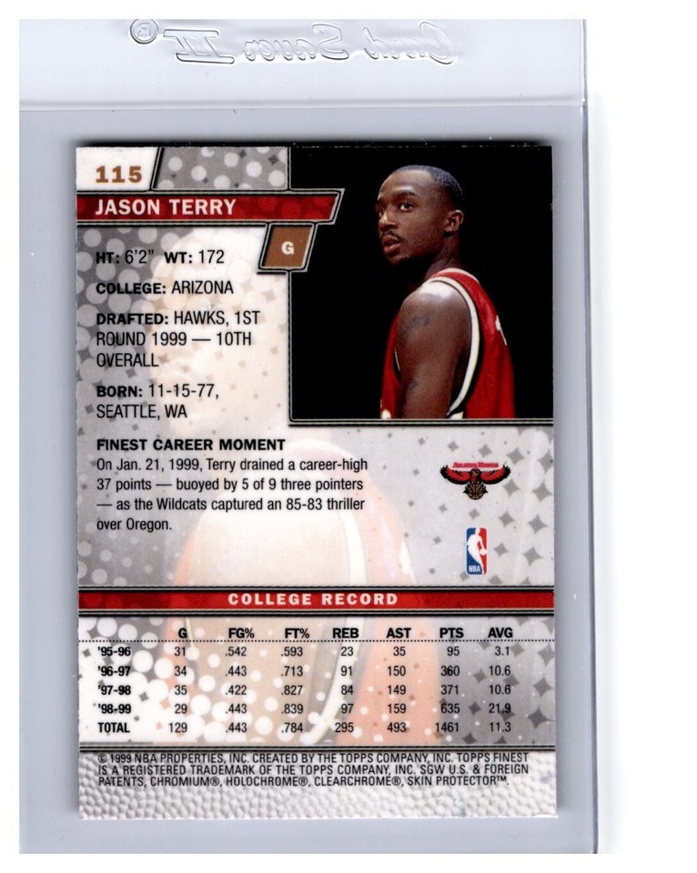 1999 Topps Finest #115 Jason Terry RC - Atlanta Hawks | eBay
