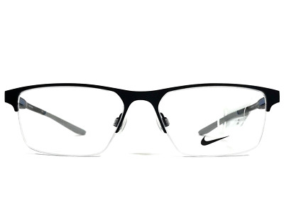 Nike Eyeglasses Frames 8045 004 Satin Black Rectangle Half Rim 57-17 ...
