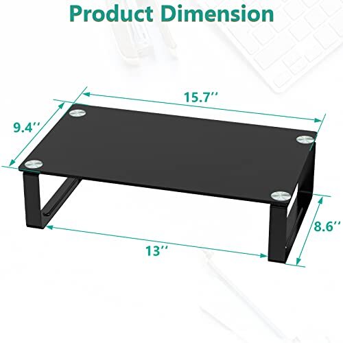 Clear Computer Monitor Stand RiserTempered Glass Monitor Riser Heavy ...
