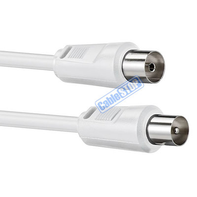 5m White TV Aerial EXTENSION Lead Male to Female Shielded Coaxial Cable ...