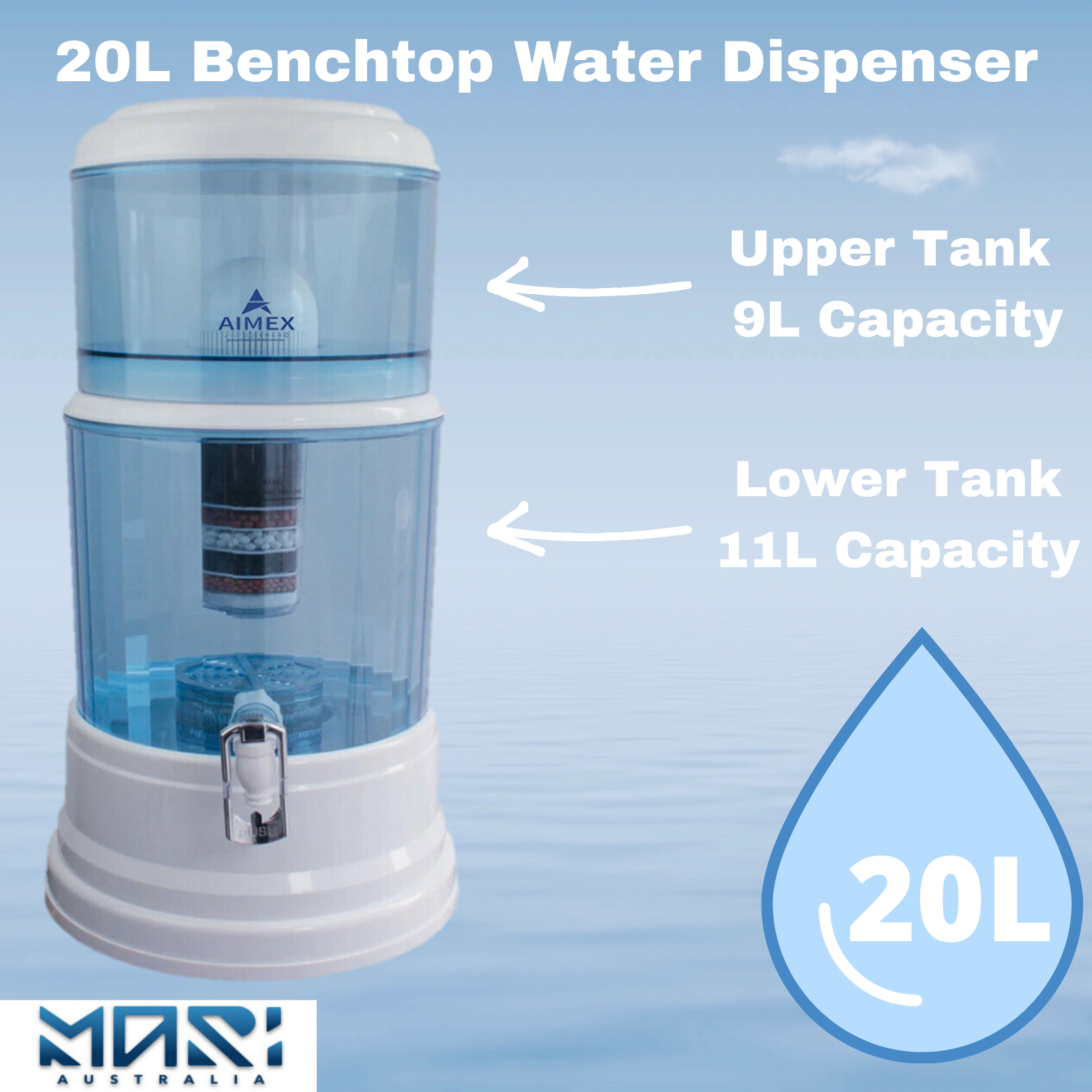 Water Filter Benchtop Water Purifier 8 Stage Filters 20L Tank Mineral ...