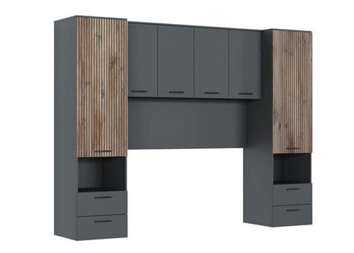 Milano Grey and Slated Oak Effect Overbed Storage Unit with Bedroom ...