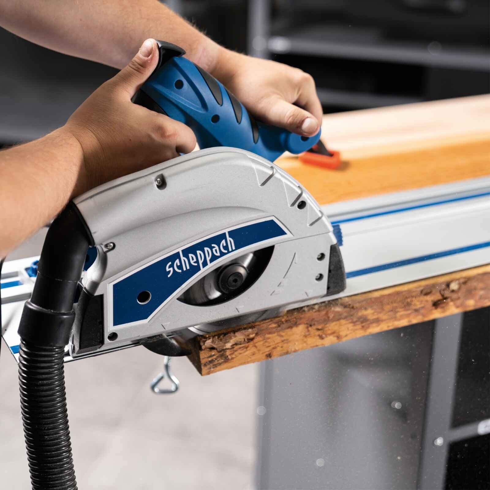 Scheppach High-Performance Plunge Saw | 1200W, 55mm Depth, Guide Rails ...