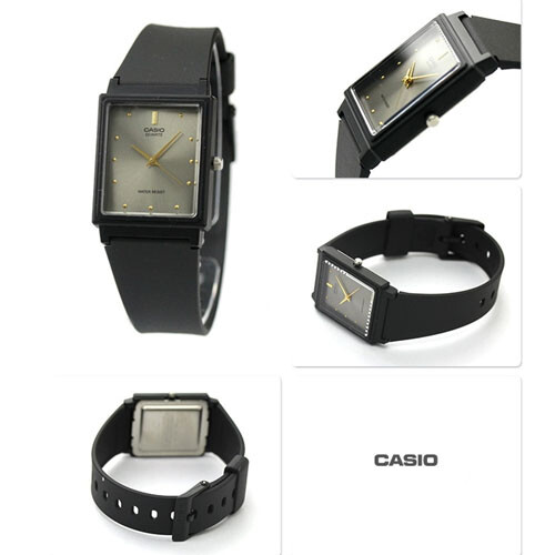 Casio Analog Gray Dial Black Resin Rectangular Classic Men's Watch MQ ...