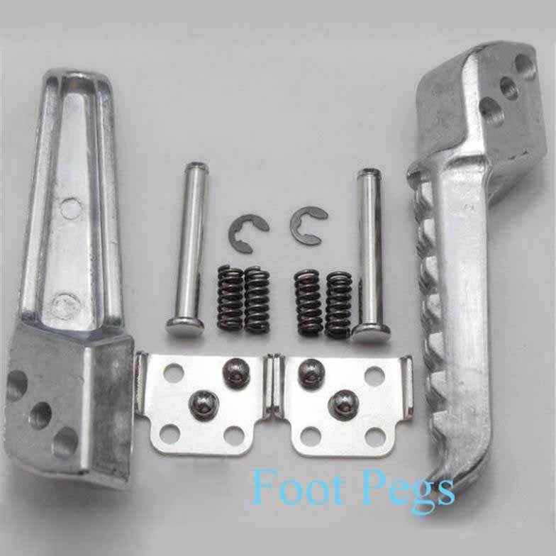 Rear Silver Foot Pegs Footrest For Kawasaki ZX-6r ZX-7r ZX-9r ZX-10r ...