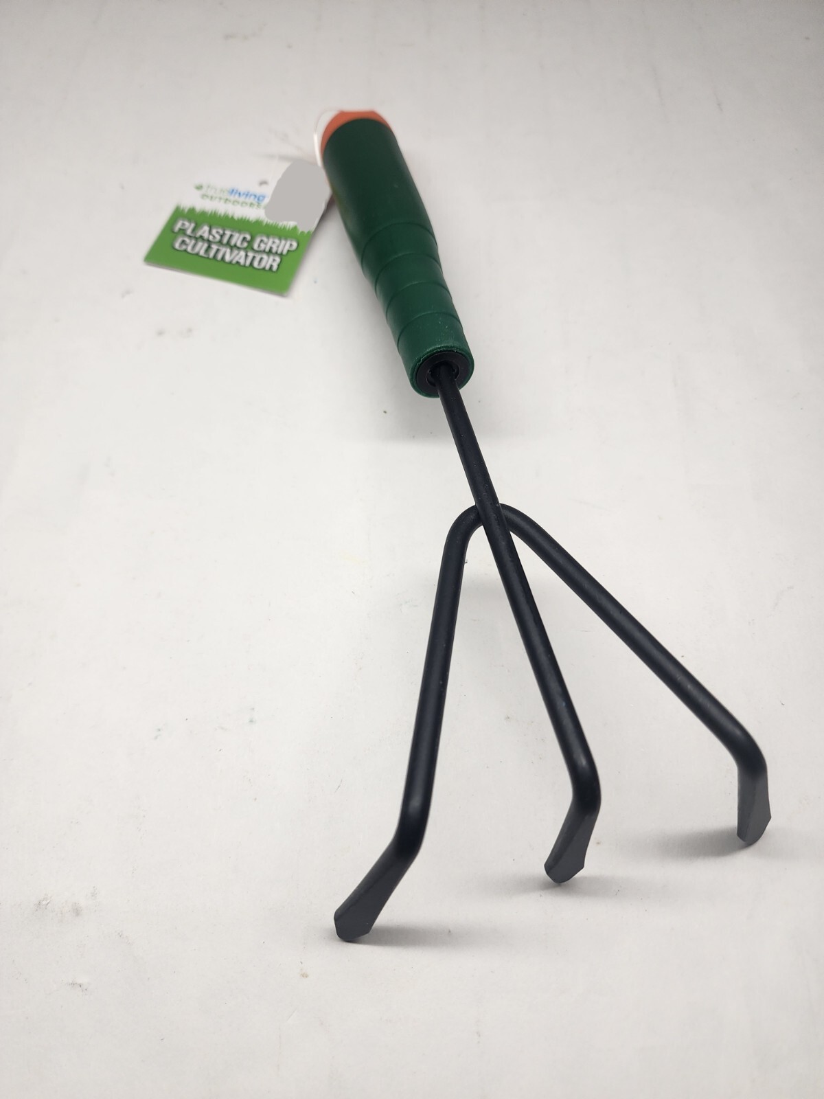 Garden Cultivator Handheld Tiny Rake Metal 3-Prong Green Plastic Grip ...