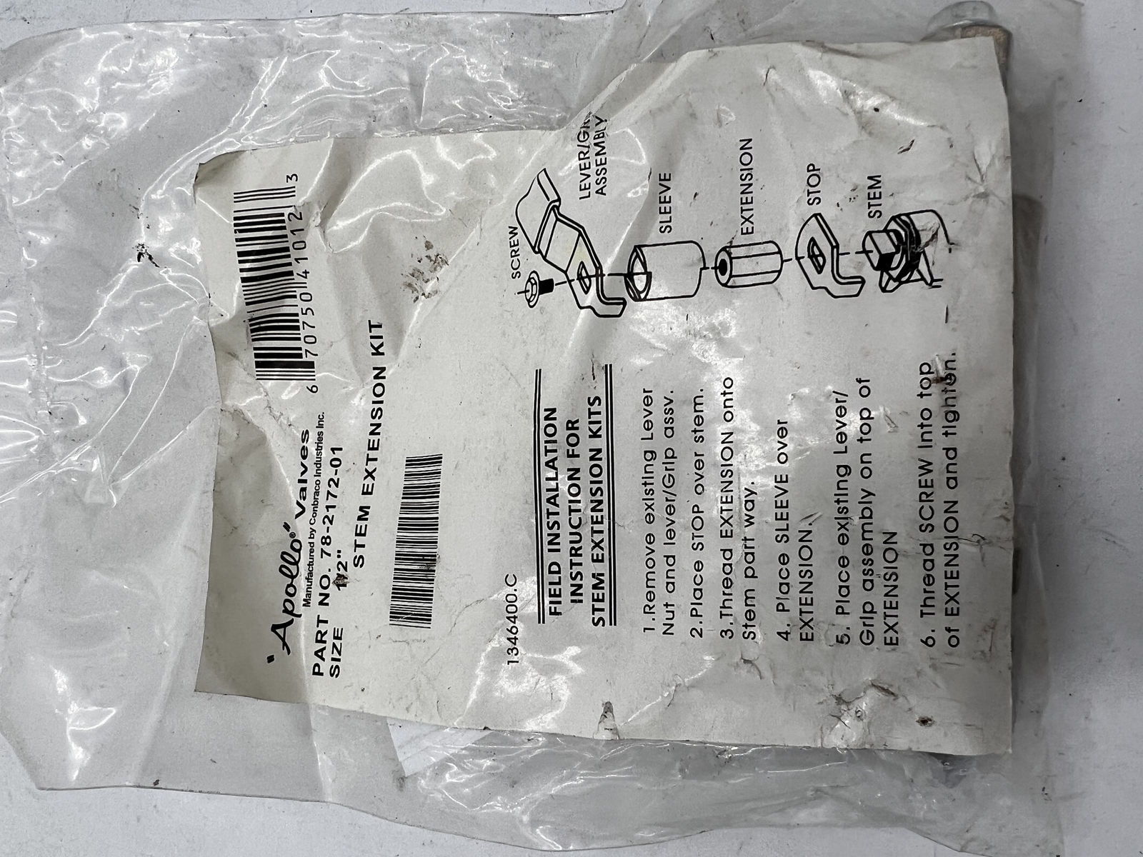 Apollo Stem Extension Ball Valve Stop Kit 2-1/4" x 1/2" 78-2172-01 94A ...