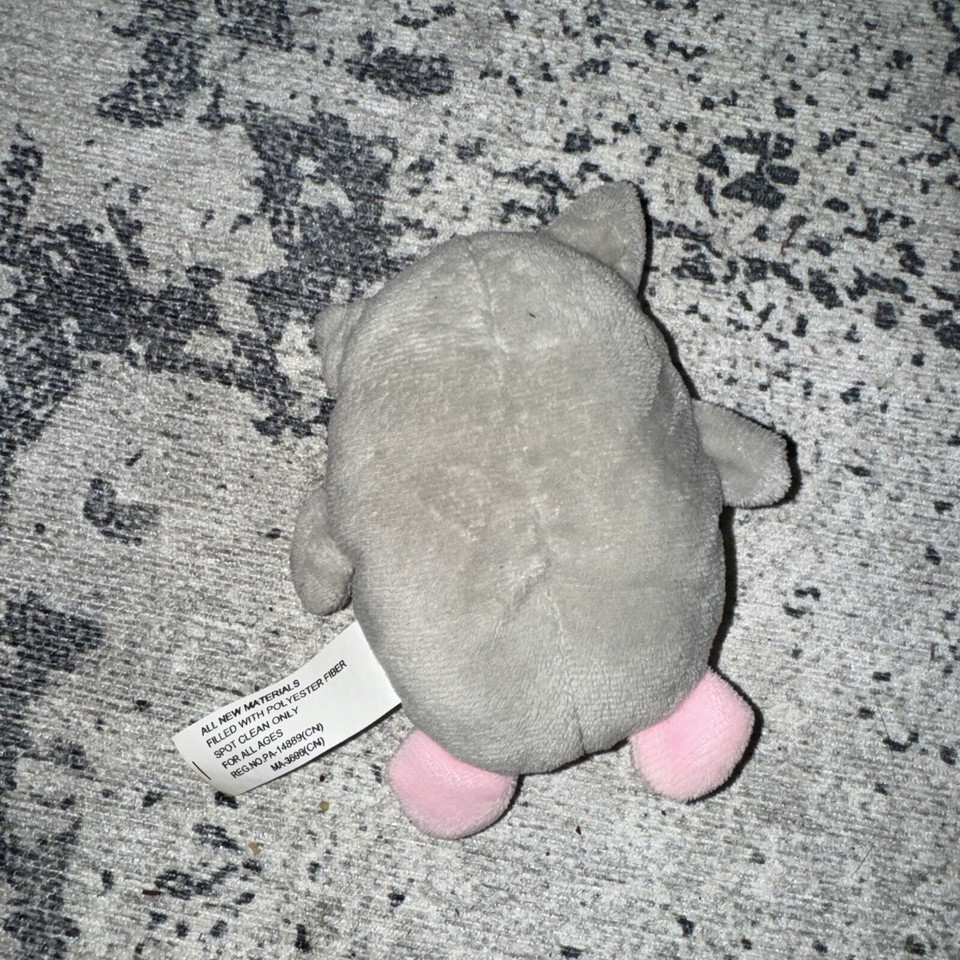 Fuzzy Friends Plush Cat Stuffed Animal Gray Pink "You" only 5 ...