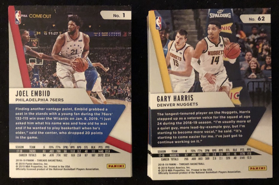 2018-19 Panini Threads Basketball Cards Singles You Pick | eBay