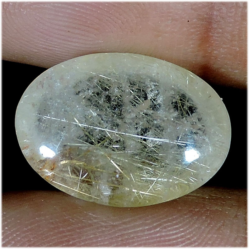 13.80 Ct Natural Gold Needles Rutile Quartz Oval Cabochon Loose ...