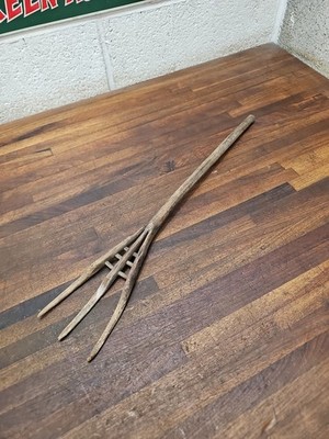 K2- Antique Wooden 3 Tine 18” Primitive Hay Fork - Salesman Sample ...