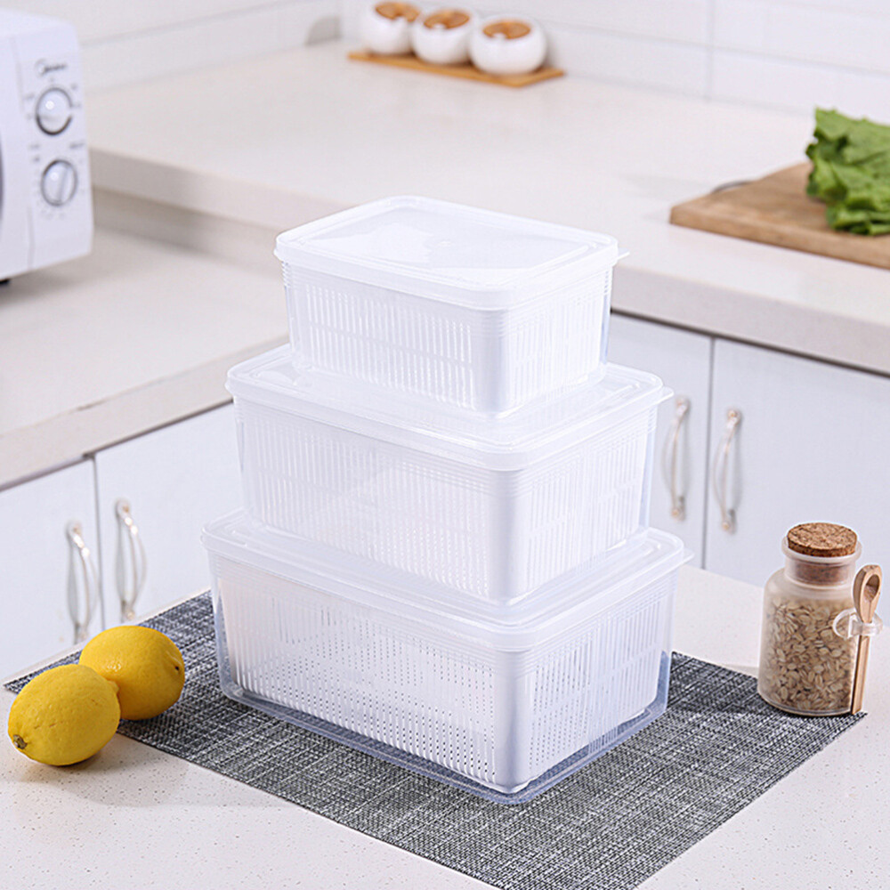 Salad Crisper Kitchen Storage Box Fridge Storage Boxes Fruit Fresh Box ...