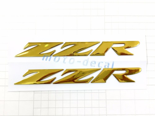 Raised 3D Chrome For ZZR ZZR1400 ZZR1200 Emblem Gold Tank Decal Bling ...