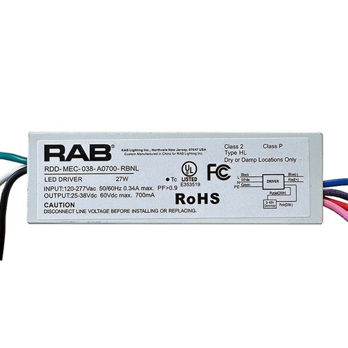 RAB LED Driver 69506 RDD-MEC-038-A0700-RBNL 700mA 25-38VDC Output 27W ...