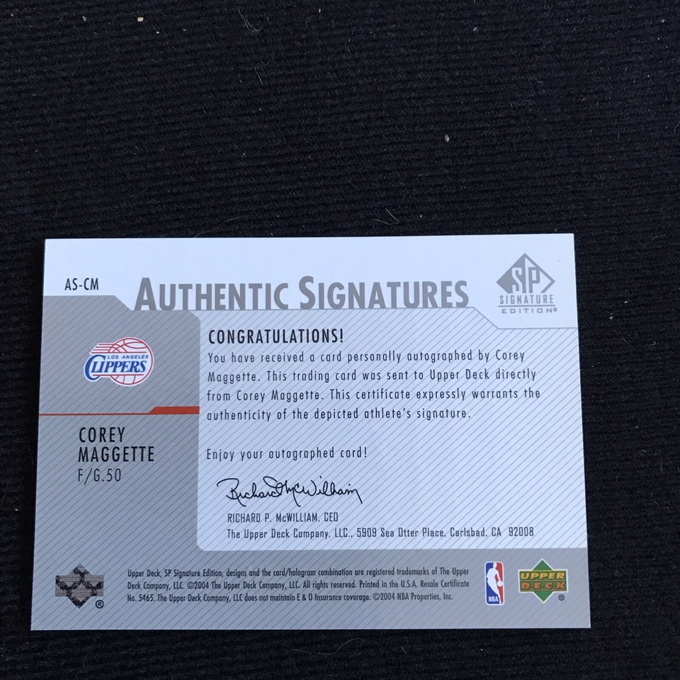 2003-04 SP Signature Edition Corey Maggette Autograph Auto #ASCM ...