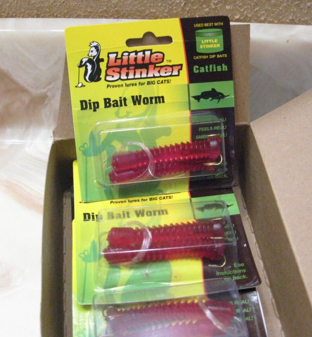CLOSEOUT RETAIL LOT OF 6 LITTLE STINKER Catfish DIP BAIT WORM 2PK ...