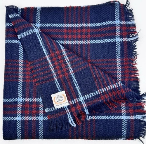 VTG Wool Mohair Unisex Navy Red Tartan Plaid Scarf Classic Preppy Made ...