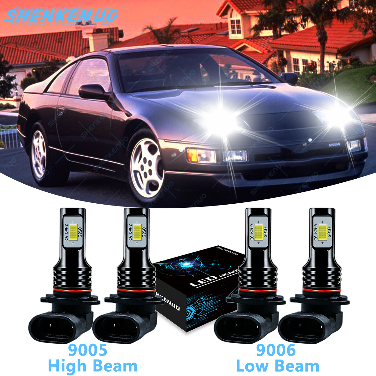 6000K Front LED Headlight Bulbs For Nissan 300ZX 1990-1996 High & Low ...