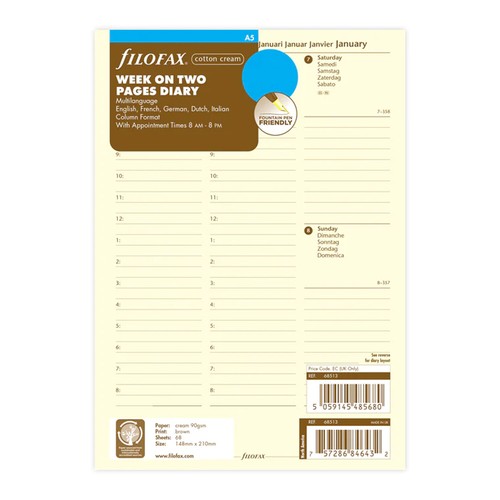 Filofax Diary Refills A5 2025, 2026 Organisers / Planners - Full Range ...