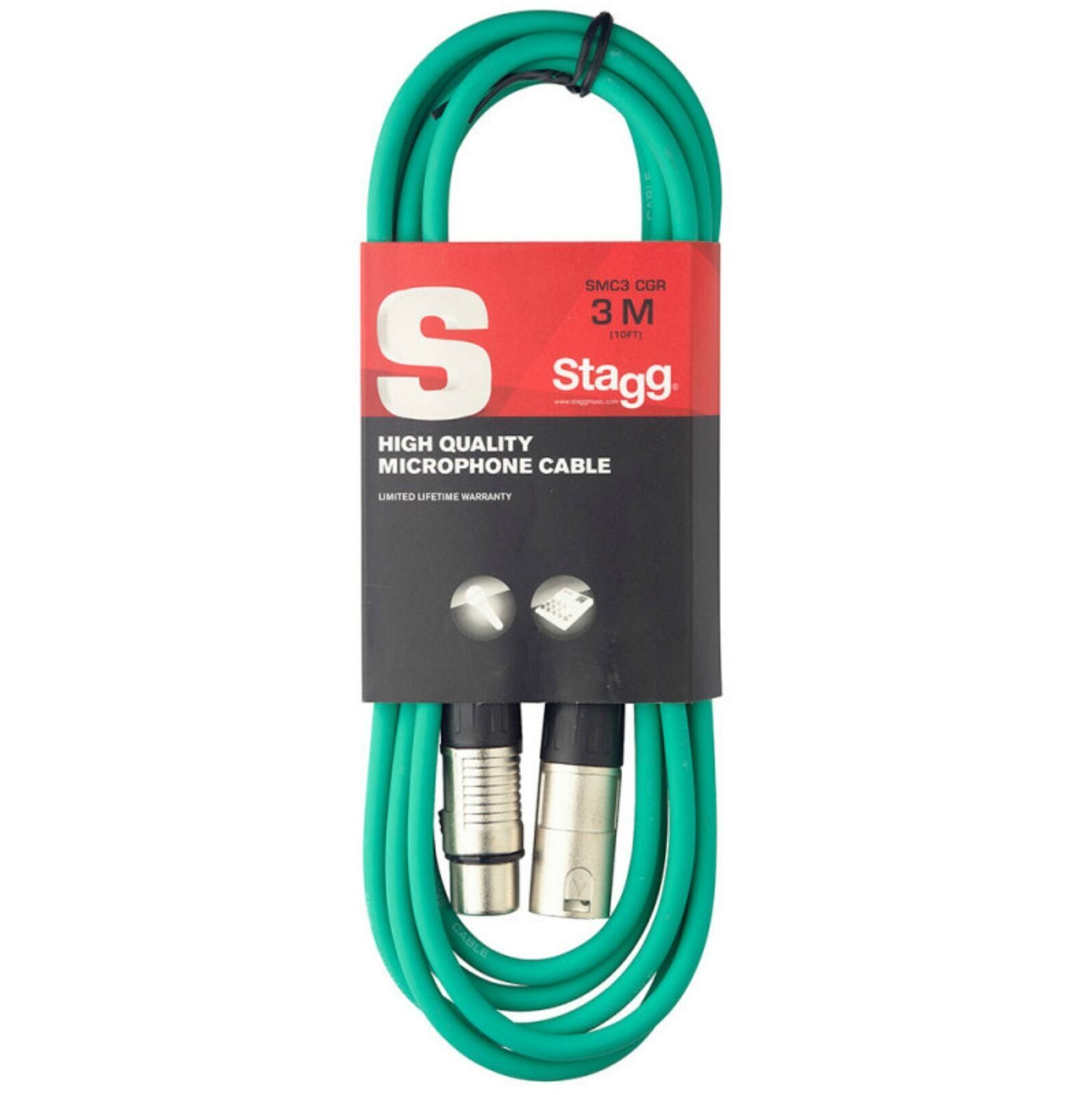 Stagg High Quality Microphone Cable XLR-XLR Plug 3m - Green | eBay
