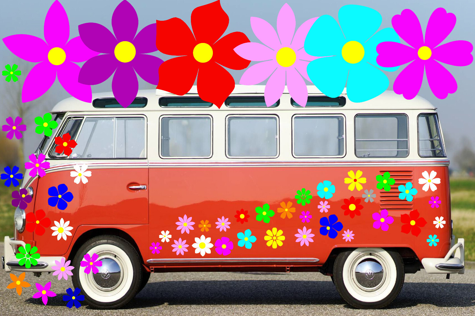 78 Mixed Flower Car Decals, Camper Van Vinyl Flower Stickers, 50ml ...