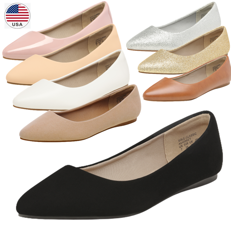 Women Slip on Ballet Flats Pointed Toe Comfortable Dress Flats Shoes ...