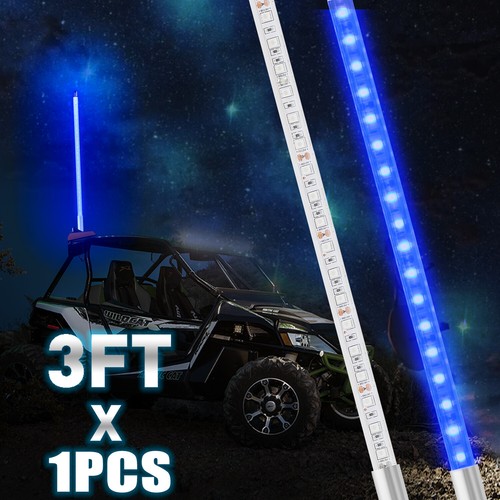 3ft LED BLUE Lighted Antenna Light Whip Flag Pole For UTV Polaris RZR ...