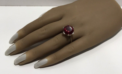 10K White Gold & Round Simulated Ruby Ring Size 6.5 | eBay