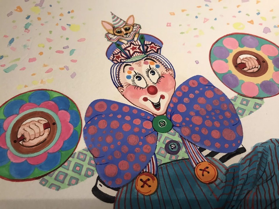 2003 Original “Oopsie The Clown and Lil Tizzy” WATERCOLOR painting ...