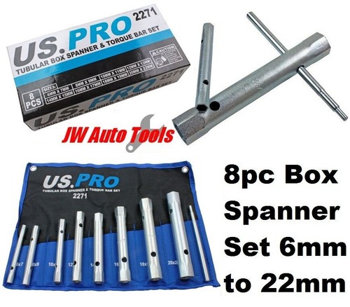 TUBULAR BOX WRENCH SET Metric 6mm to 22mm Tube Spanners Deep Go Through ...