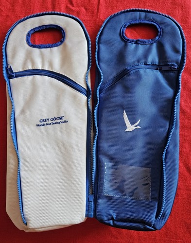 RARE VINTAGE Grey Goose Vodka 2 Bottle Thermal Cooler Zip Up TRAVEL ...