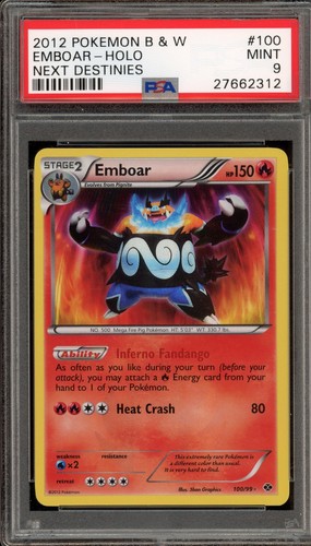 Pokemon Emboar Next Destinies Shiny Secret Rare #100 PSA 9 Mint | eBay