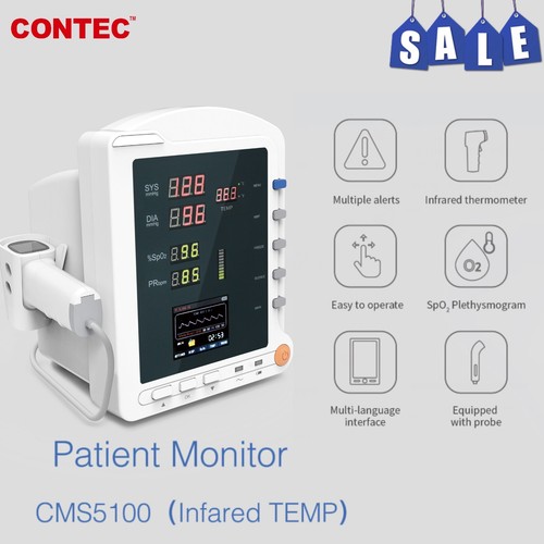 4 Parameters NIBP Spo2 PR Infrared TEMP Patient Monitor CMS5100 ...