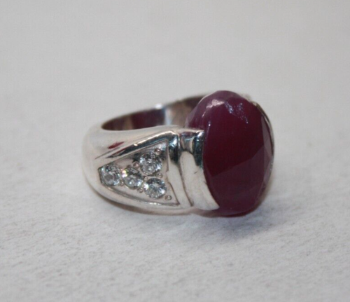 HTF! Barry Brinker 950 Sterling Silver Ruby Ring w/Topaz Accents Sz: 4. ...