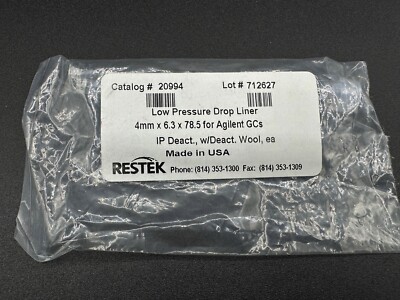 RESTEK 4mm ID 78.5mm Low Pressure Drop Injection Port Liner for Agilent ...