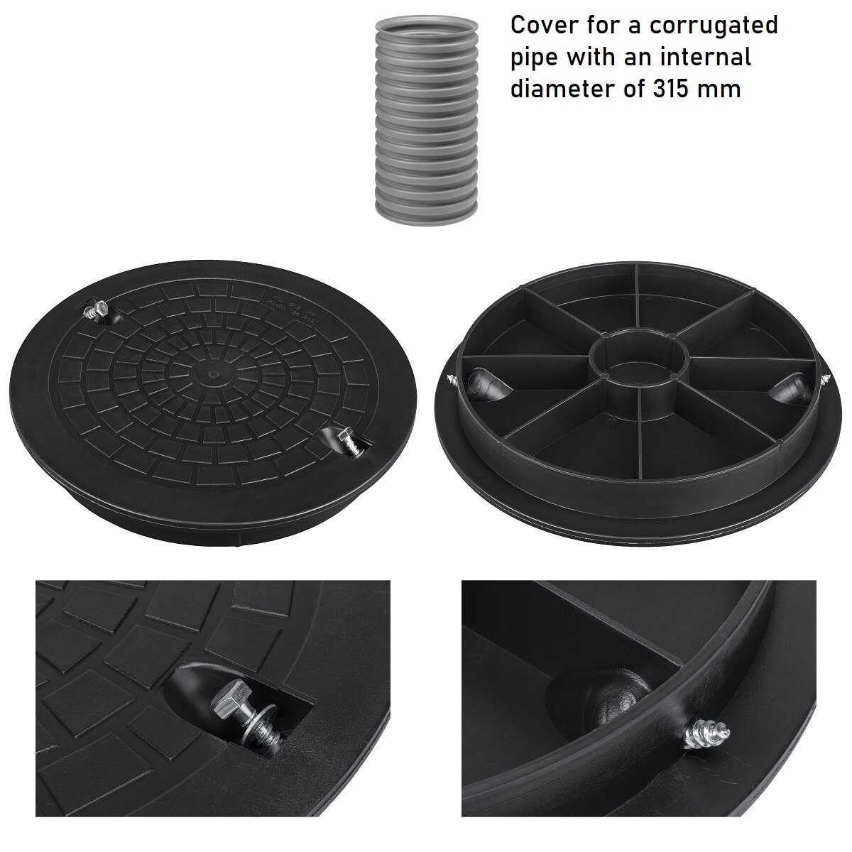 Manhole Cover 315mm 350mm 400mm 425mm Underground Drain Inspection ...