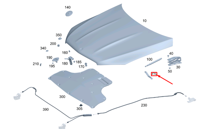 MERCEDES-BENZ GLE W167 ENGINE HOOD LEFT DAMPING A1676824302 GENUINE for ...