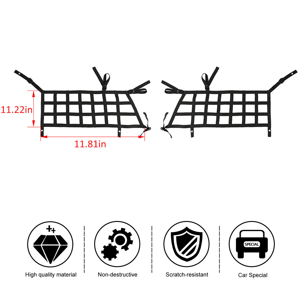 2X Rear Side Cargo Restraint Net Mesh Protective For Bronco 2 Doors ...