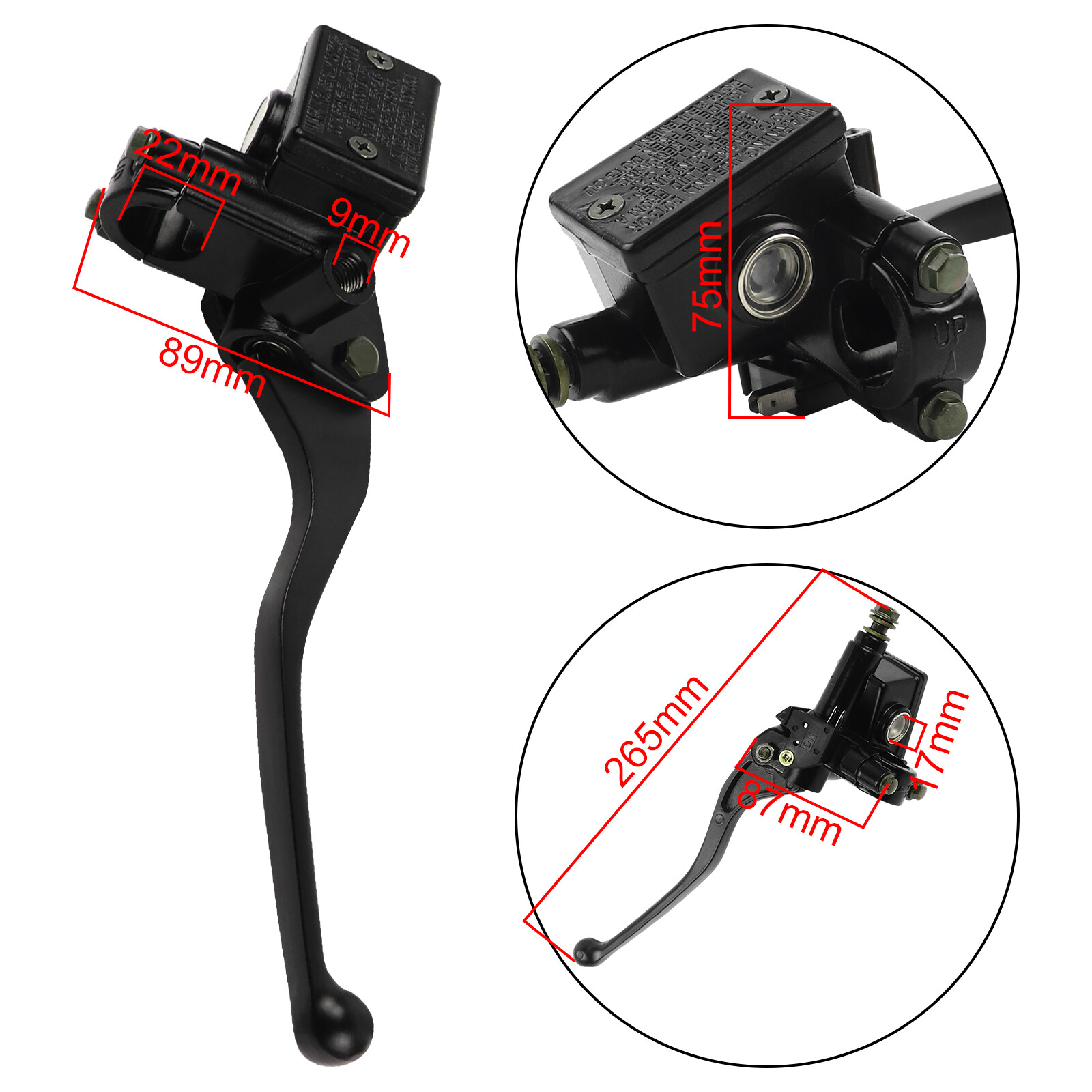 Scooter Front Brake Master Cylinder Lever Brake Light Switch For GY6 ...