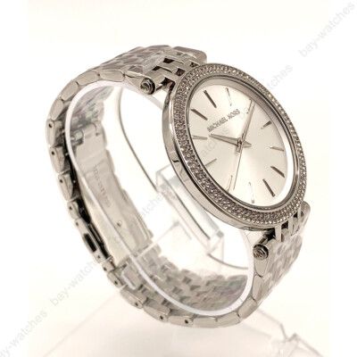 New Michael Kors MK3190 Darci Silver Tone Stainless Steel Quartz Women ...
