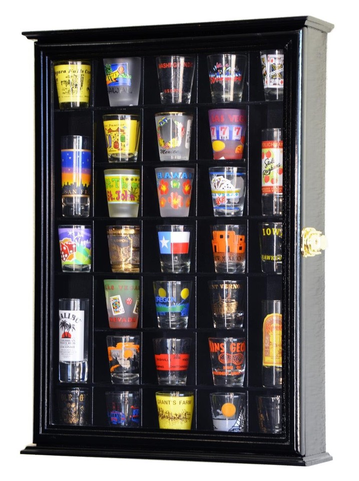 31 Shot Glass Shooter Display Case Cabinet Holder Wall Rack Shotglass ...