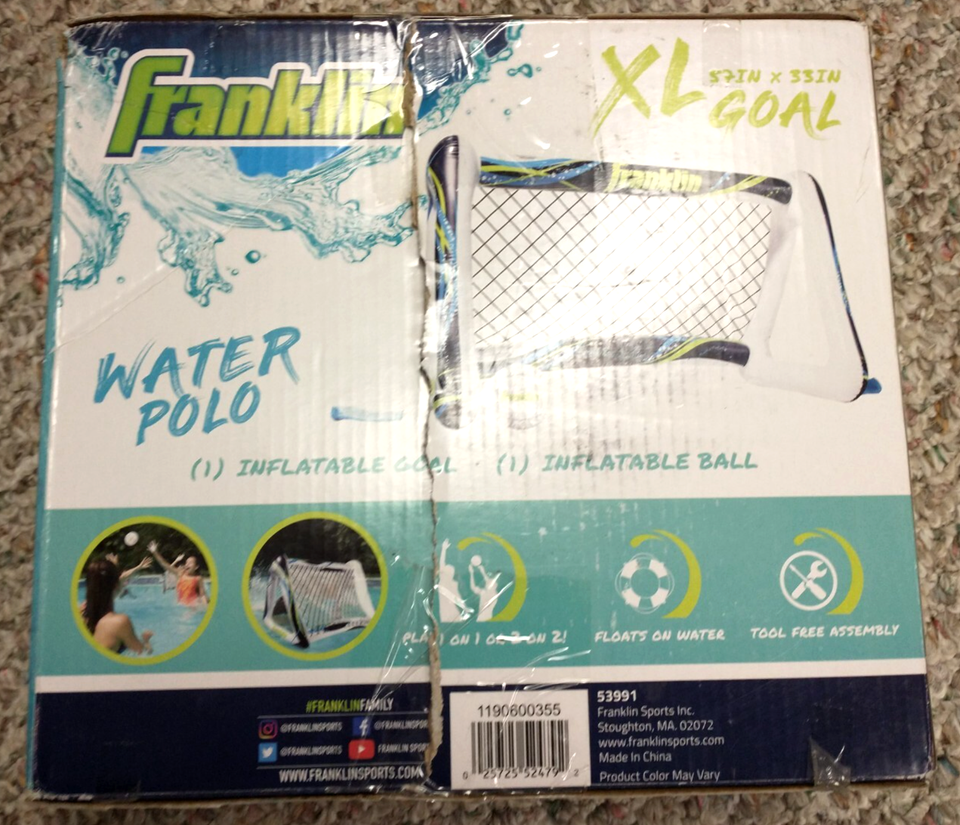 Franklin Sports Floating Water Polo Inflatable 57" x 33" Goal w Ball ...