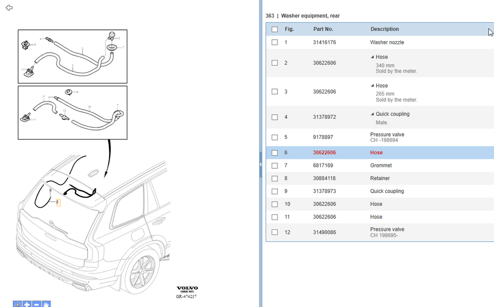 New Genuine Volvo S60 V60 XC40 XC60 XC90 Windshield Wiper Washer Hose ...
