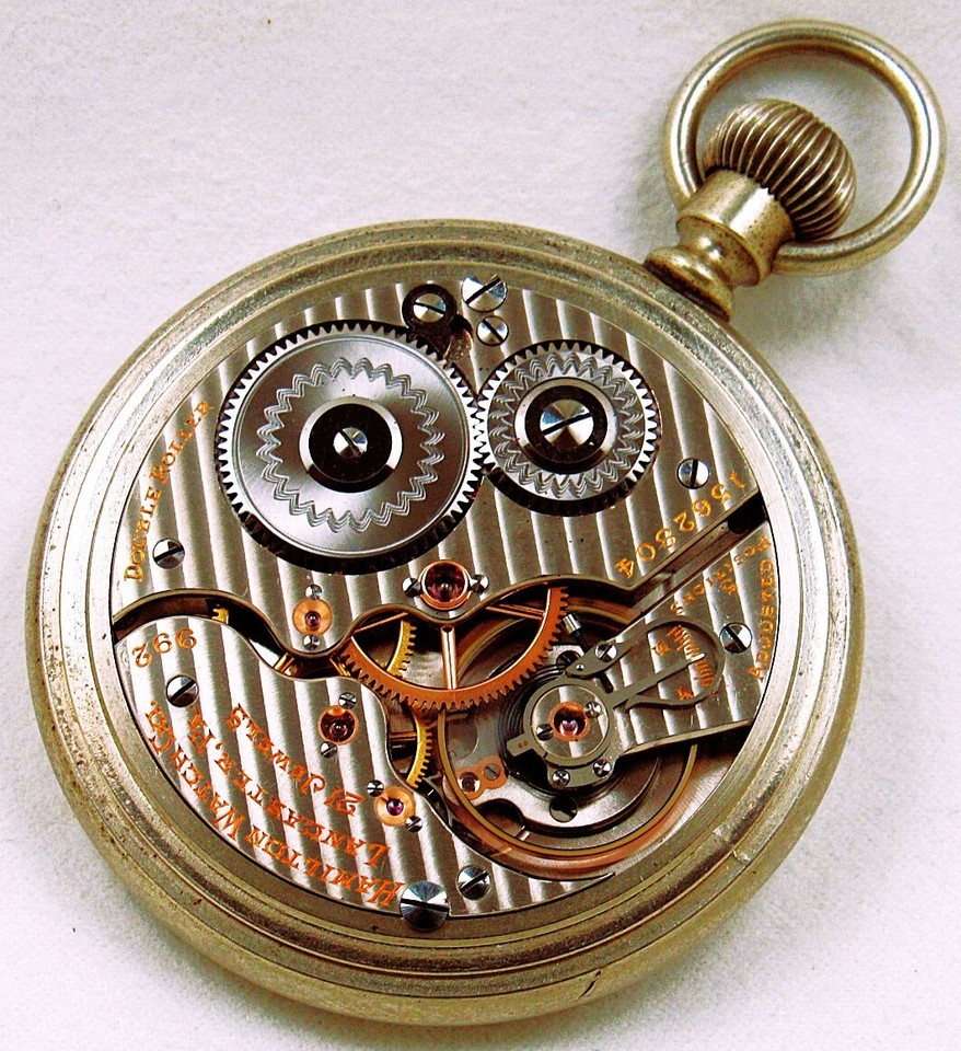 16s Hamilton Model 992 Railroad 21J Highly Damask Salesman Pocket Watch ...
