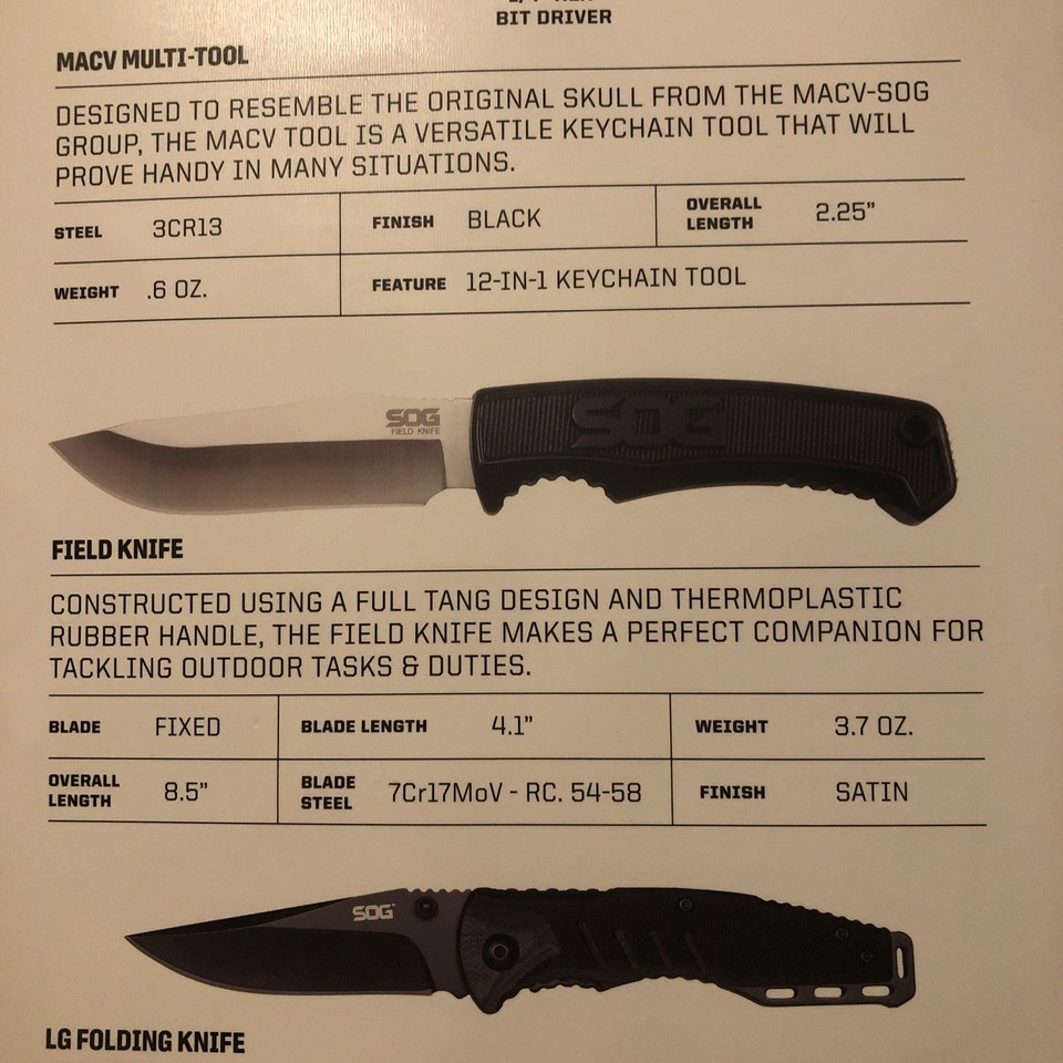 SOG 5 Piece Everyday Carry Knife Combo Kit | eBay