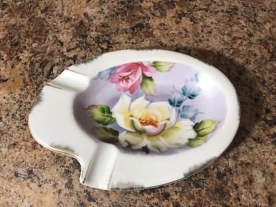 Vintage Lefton China Ashtray With Flowers Hand Painted #132 Hard to ...