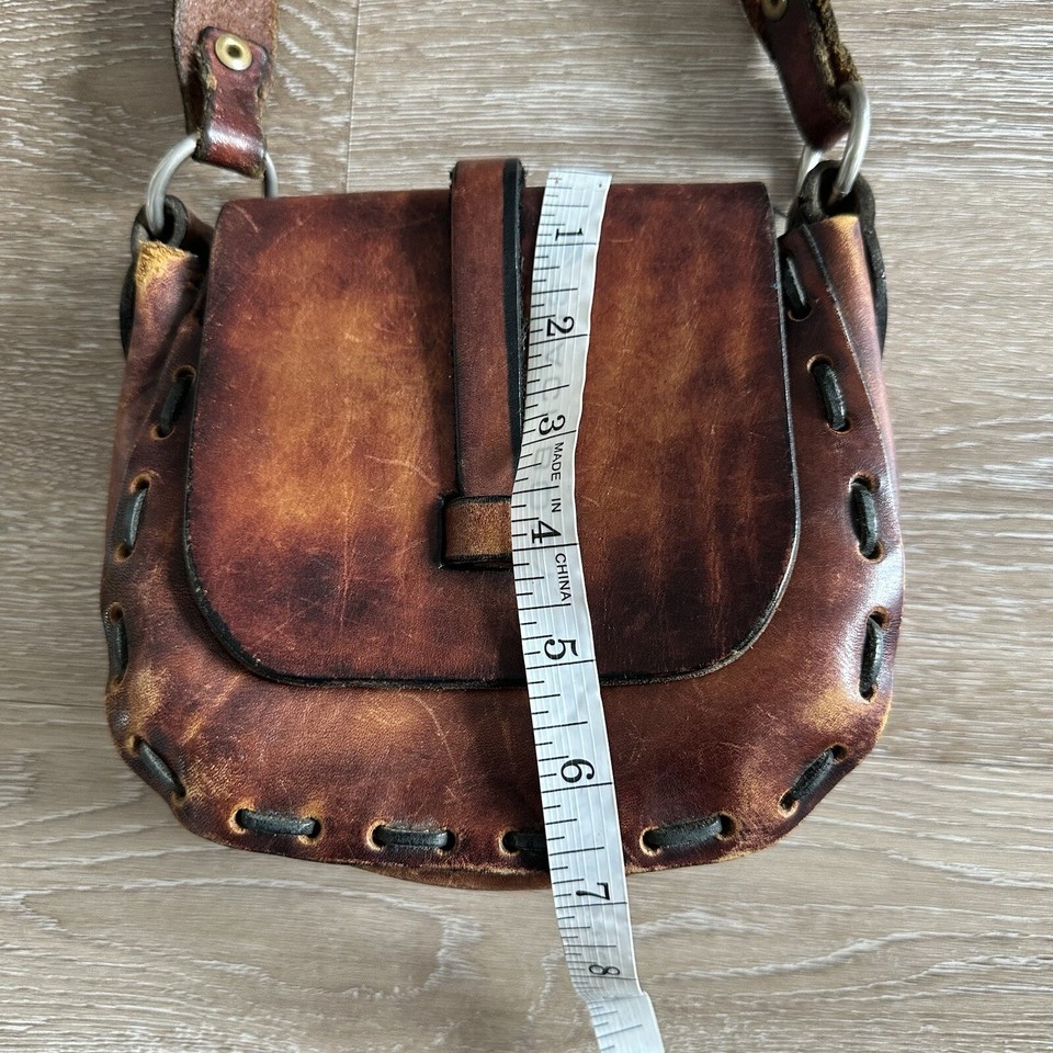 Vintage 60’s,70's Hard Leather Saddle Bucket Shoulder Bag Purse Boho ...