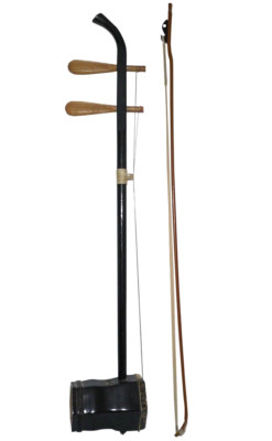 EARLY 20TH C CHINESE ERHU ANTIQUE ROSEWOOD 2 STRING FIDDLE W/JIG-CUT ...