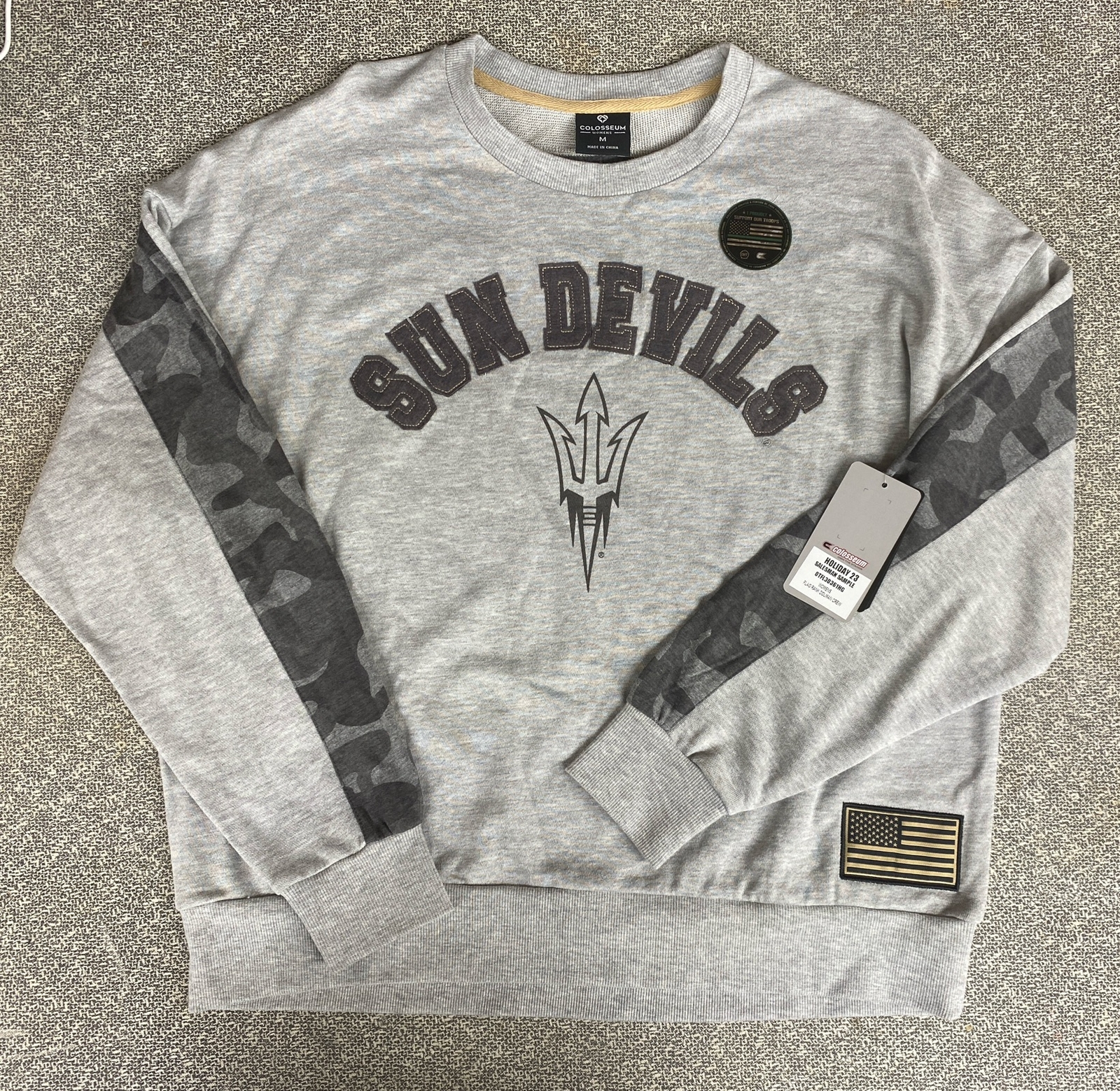 Arizona State Sun Devils Womens Gray Flag Rank Dolman Crew Sweatshirt ...